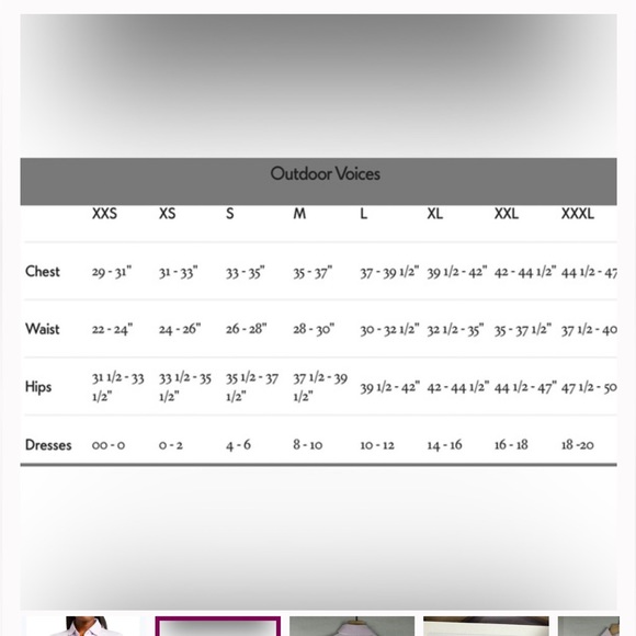 Outdoor Voices Size Chart